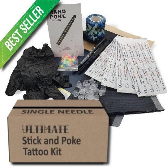 ULTIMATE Stick and Poke Tattoo Kit with Black Ink and Needles - 69 ...